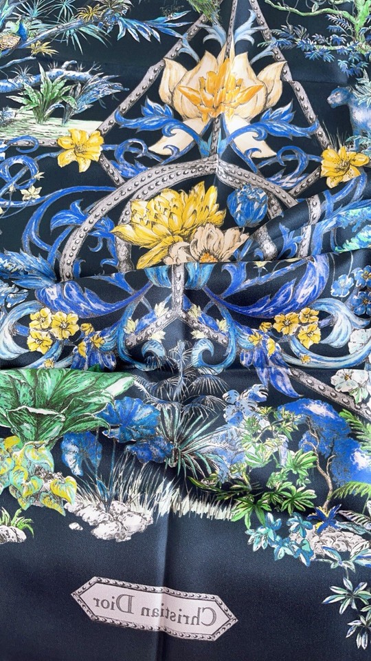 Christian Dior TOILE DE JOUY VOYAGE 90 Square Silk Scarf In Deep Blue ...