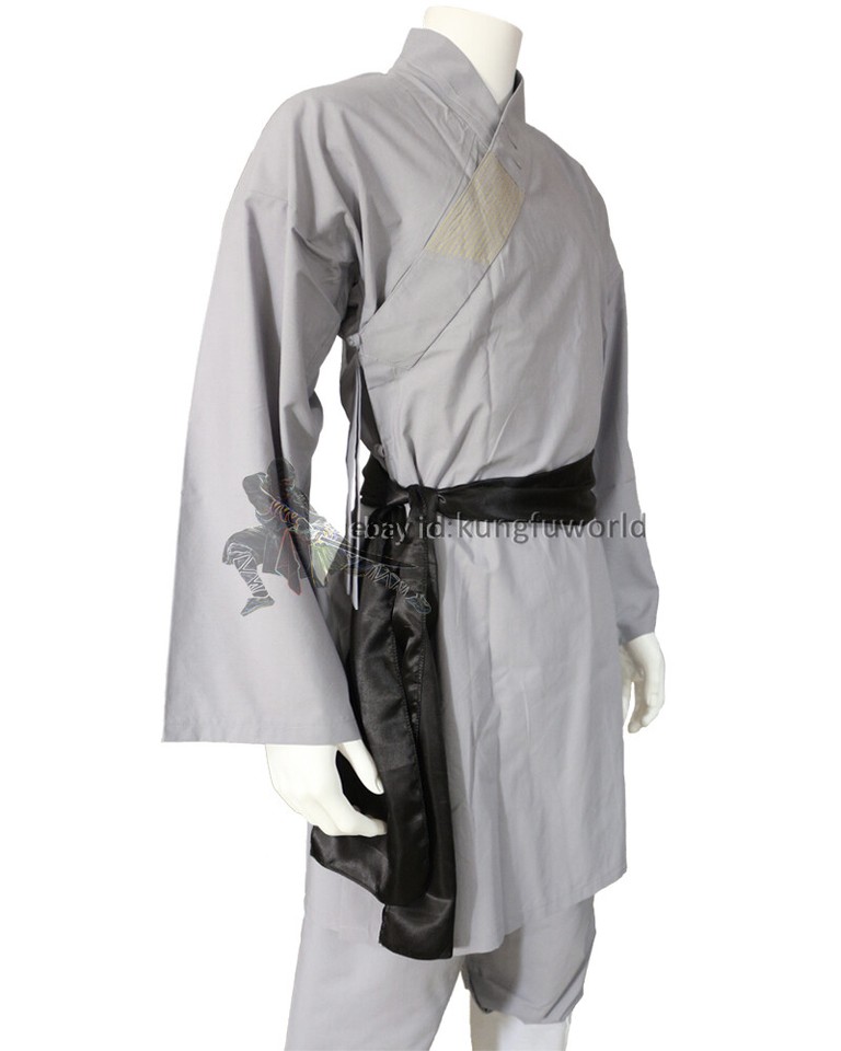 Gray Cotton Shaolin Kung fu Uniform Tai chi Suit Martial arts Wushu ...