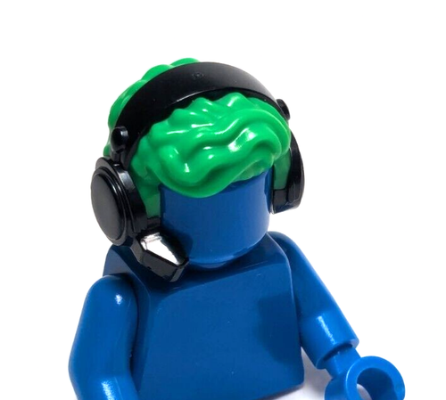 Lego - Minifigure Hair - Green, Wavy, Black Headset | eBay