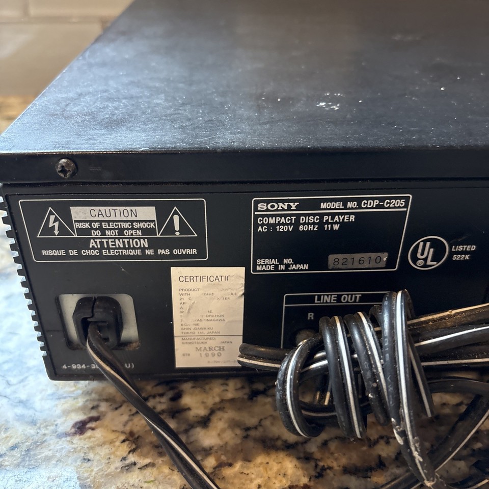 Sony CDP-C205 5 Disc Compact Disc Player CD Changer - TRAY IS STUCK OUT ...