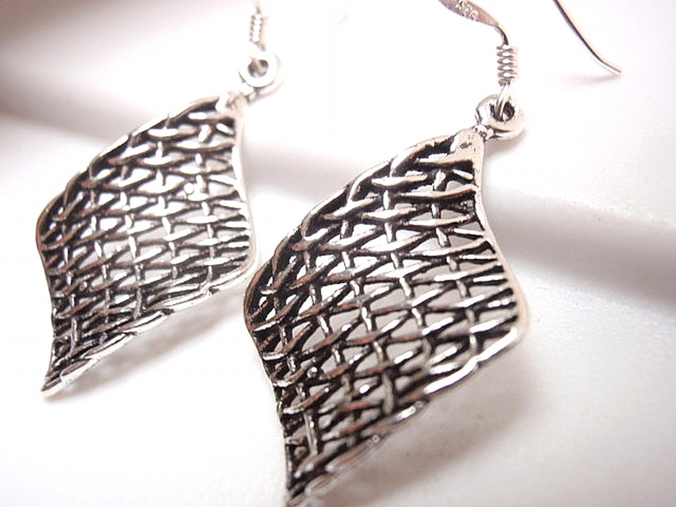 Curved Weaved Earrings 925 Sterling Silver Dangle Corona Sun Jewelry | eBay