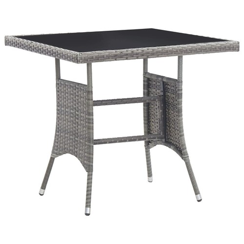 Poly Rattan Garden Table Water-Resistant Outdoor Patio Furniture Glass ...