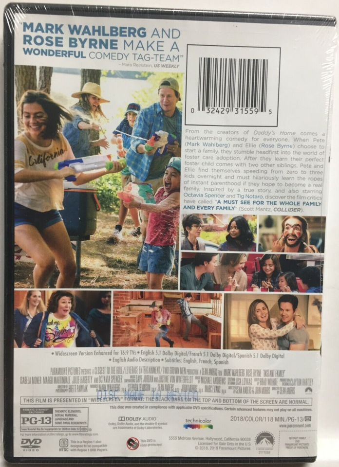 Instant Family [2018] (DVD, 2019, Widescreen) Mark Wahlberg, Rose Byrne ...