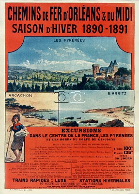 BIARRITZ ARCACHON PAU 1895-1896 Rpxr-POSTER HQ 40x60cm d'une AFFICHE ...