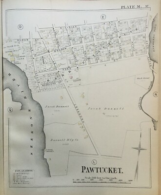 1880 PAWTUCKET RI SEEKONK RIVER-SOUTH BEND ST&DIVISION-DUNNELL ESTATE ...