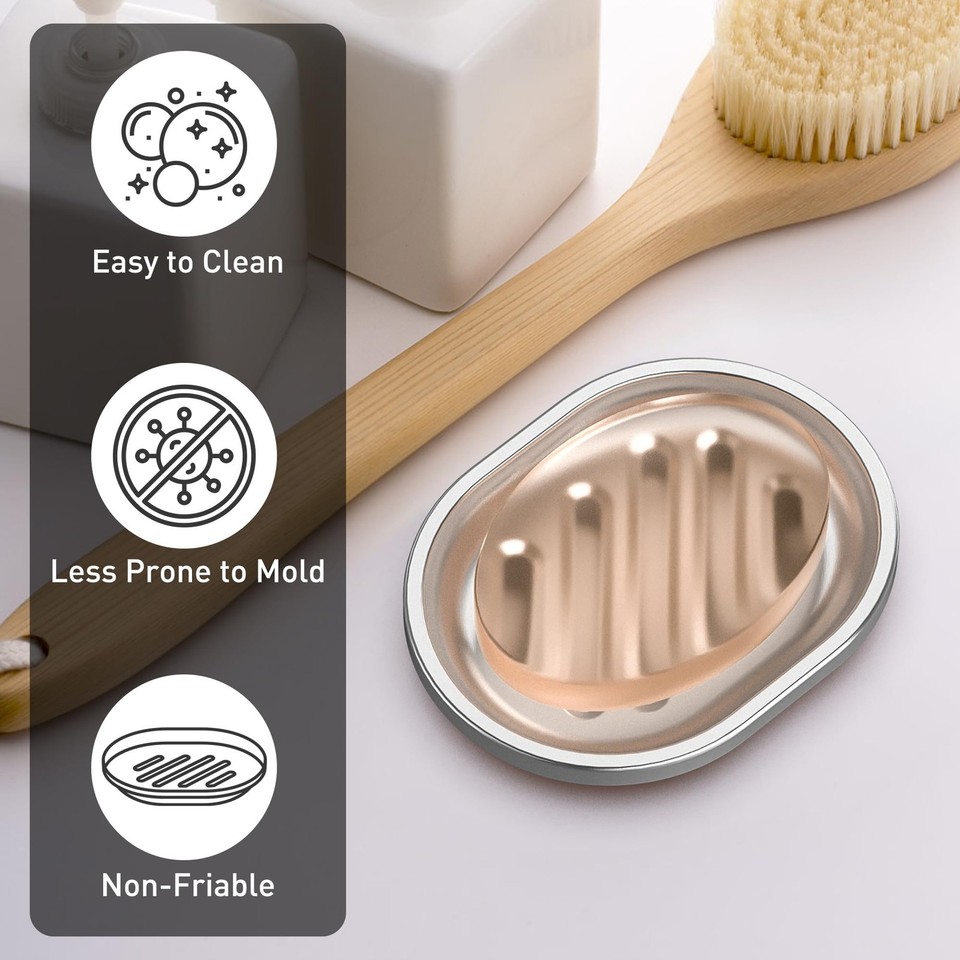 Soap Dish,Stainless Steel Soap Holder with Drain Spout,Brushed Metal ...