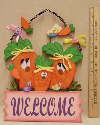 GARDEN WELCOME WOODEN SIGN CARROT FAMILY BUTTERFLY | eBay