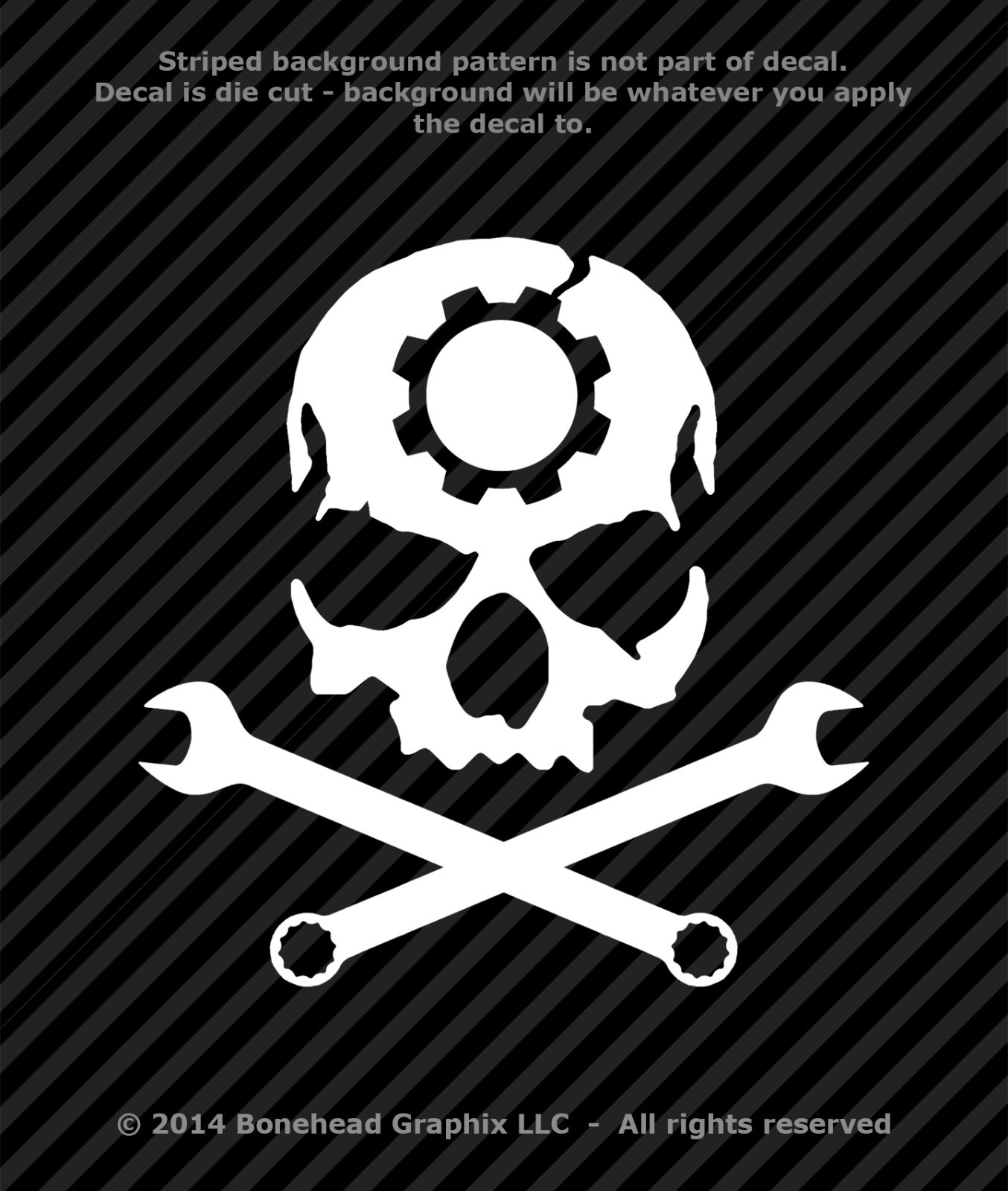 Gear Skull With Wrenches Mechanic Maintenance Vinyl Decal Sticker - 25 ...