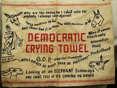 Rare Vintage Old Democratic Crying Towel 1950s politics Democrats ...