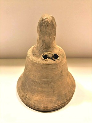 Vintage Primitive Pottery Ceramic Clay Bell Unglazed (4-1/2" Tall x 3-1 ...