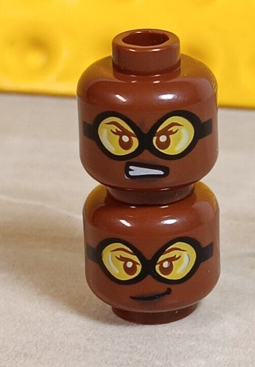 LEGO Brown Head Goggles Eyelashes Bumble Bee Smirky Determined Gritting ...