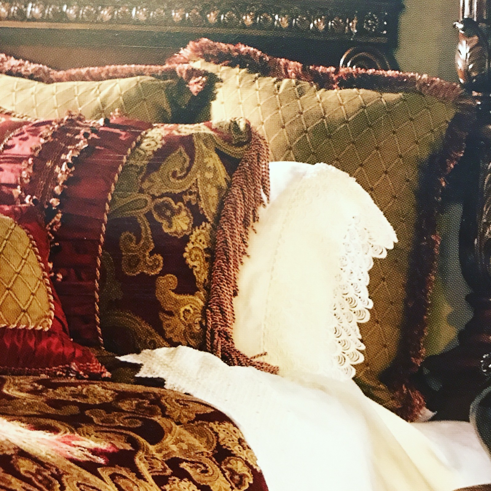 Bedding Ensemble Swag Window Treatment with King Bedskirt Horchow ...