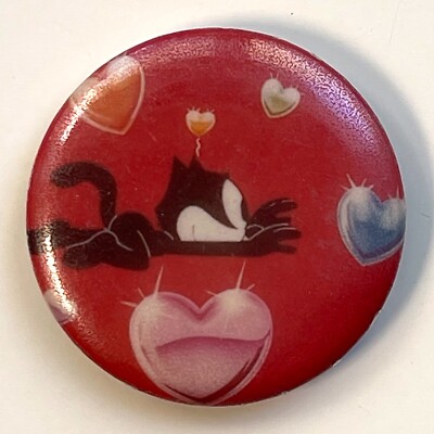 Vintage 1980s FELIX THE CAT pin Valentines Day theme button cartoon ...