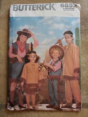 Butterick 6852 Size 4-14 Children's Costume Cowboys and Indians | eBay