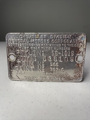 1956 Chevy BelAir Original Cowl Tag | eBay
