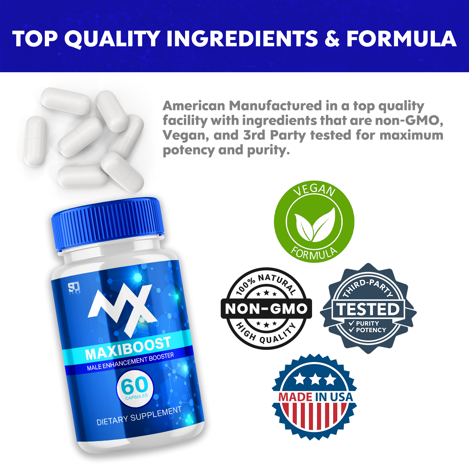 (5 Pack) Maxiboost for Male, Maxi Boost Formula Men Support Pills (300 ...