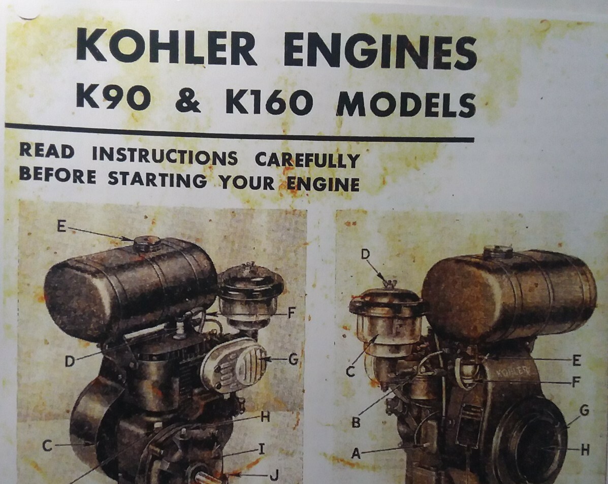 Kohler K90 K160 Engine Owners Manual Lawn Riding Garden Tractor 4 6.5 ...
