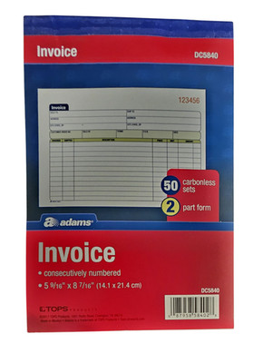Adams® Invoice Book, 2-Part, Carbonless White & Canary 50 Sets - New ...