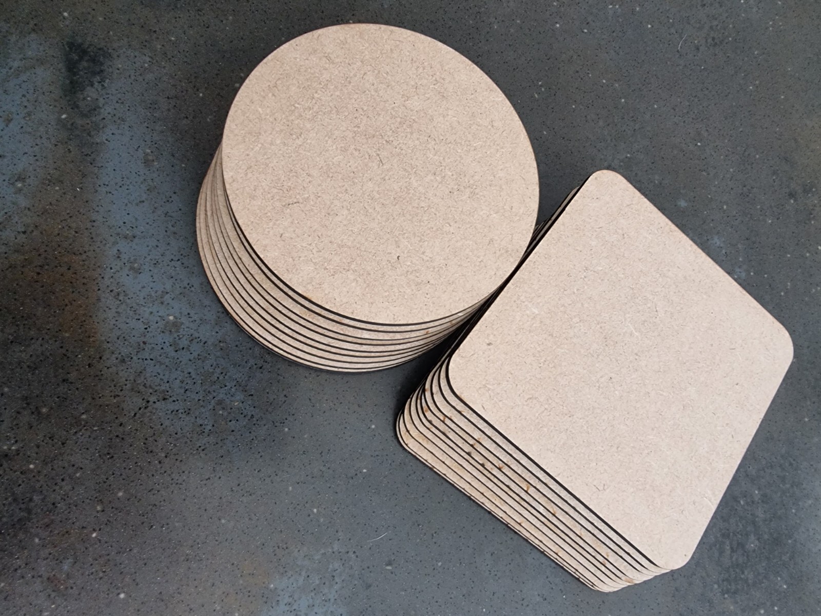 5 or 10 x Wooden MDF Coasters 10cm Craft Blanks Square Circle Octagonal ...