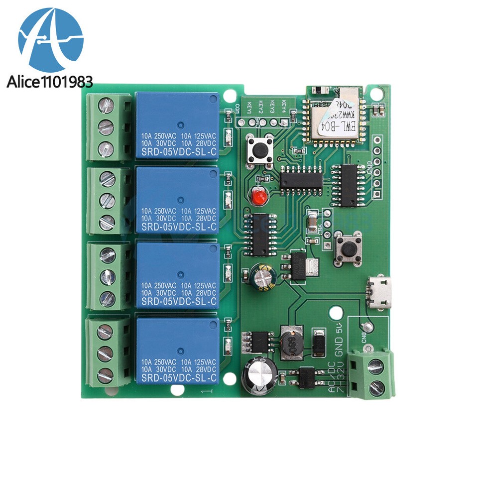 DC 7-32V 2/4 Channel Smart Switch WiFi Bluetooth Relay Module Remote ...