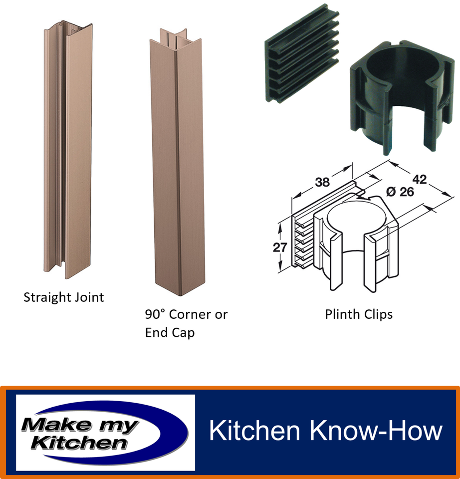 Aluminium Brushed Copper Anodised Kitchen Plinth 3mtr - & Accessories ...