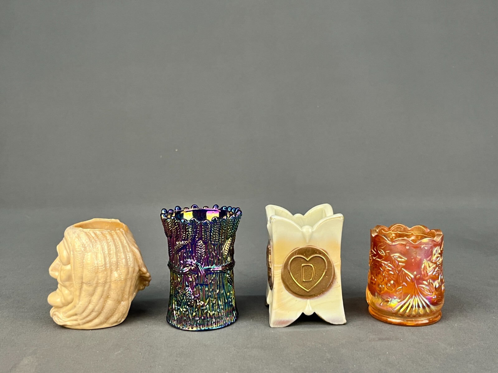 7 St. Clair Pressed Glass Toothpick Holders Witch Bicentennial Wheat ...