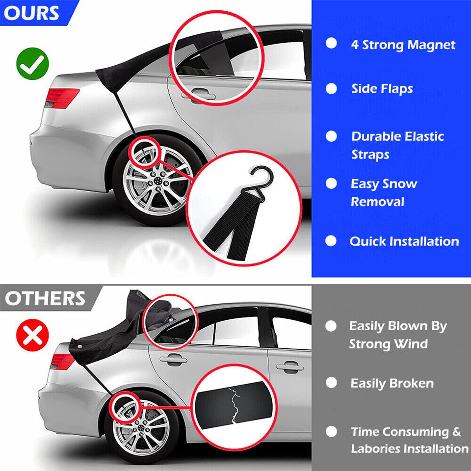 Car Rear Windshield Snow Cover Magnets Sun Shade Winter Ice Frost Dust ...