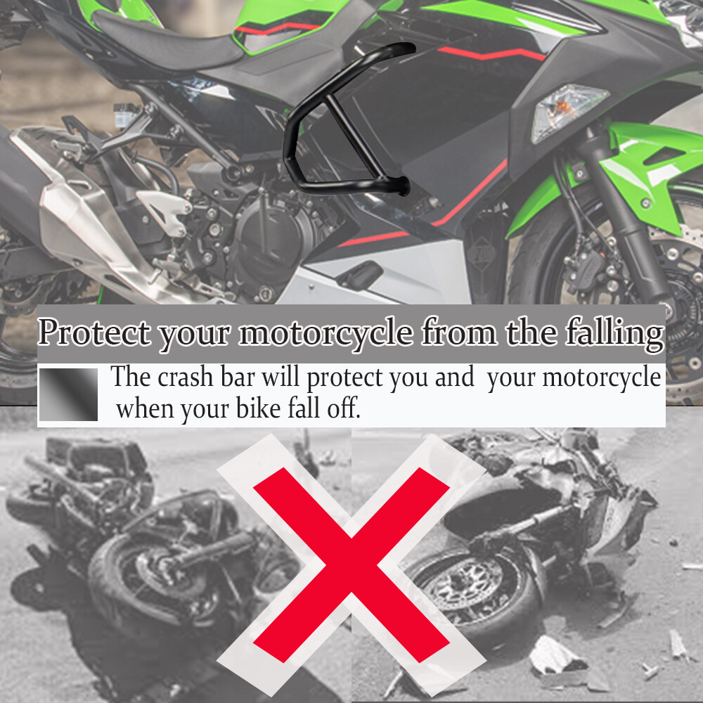 250 Motorcycle Ninja 400/ Crash Bar - Heavy Duty Steel Engine Guard ...