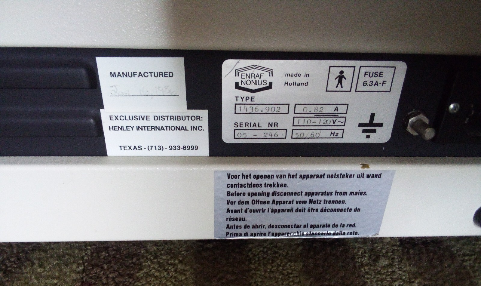 Enraf Nonius Delft Vacotron 436 type 1436-902 electrotherapy | eBay