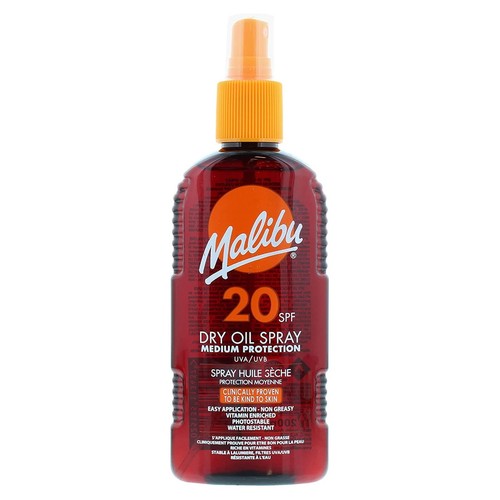 Malibu Water Resistant Non-Greasy Dry Oil Sun Spray SPF 20 - 200ml ...