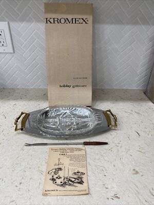 Kromex Relish Server w/ wood handle fork - no. 444.21 | eBay