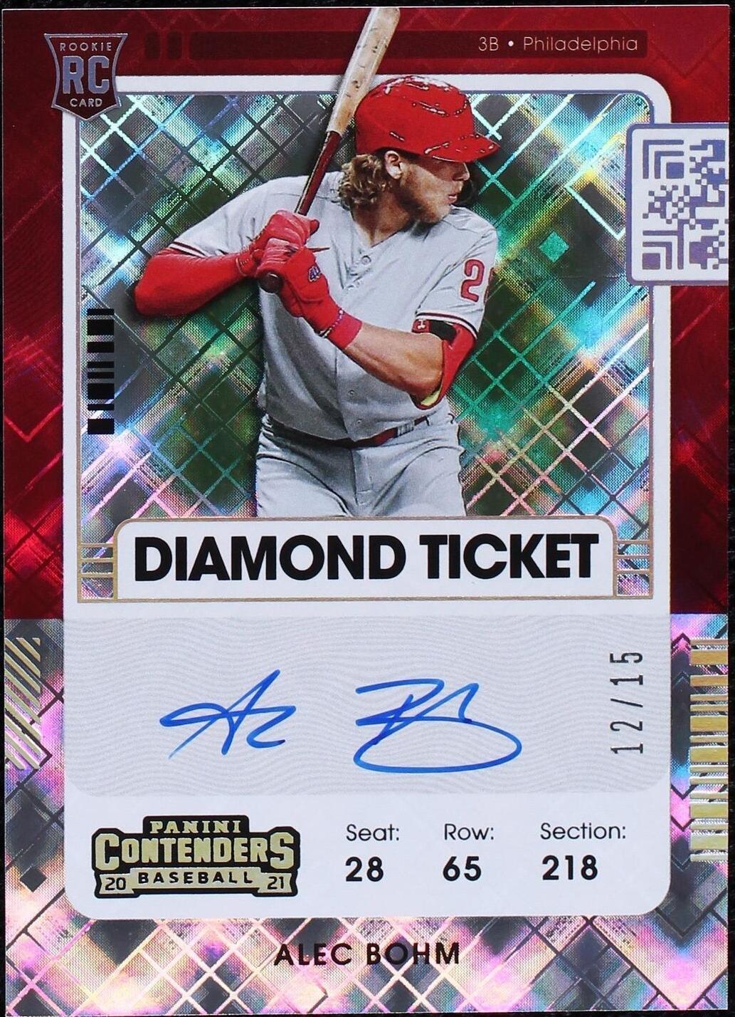 2021 Panini Contenders - Rookie Ticket Alec Bohm #137 Diamond Ticket ...