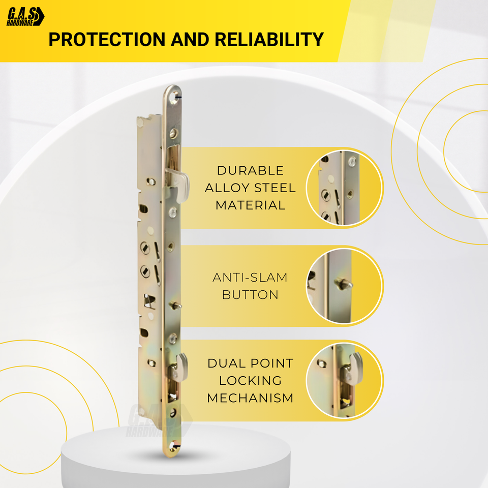 11-3/4" Multi-Point Mortise Lock with Faceplate & Keeper for Sliding ...