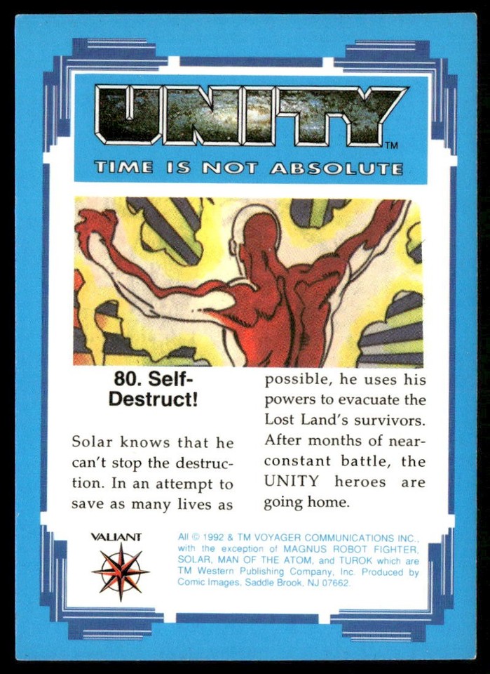 1992 Comic Images Unity: Time Is Not Absolute #80 Self-Destruct! | eBay