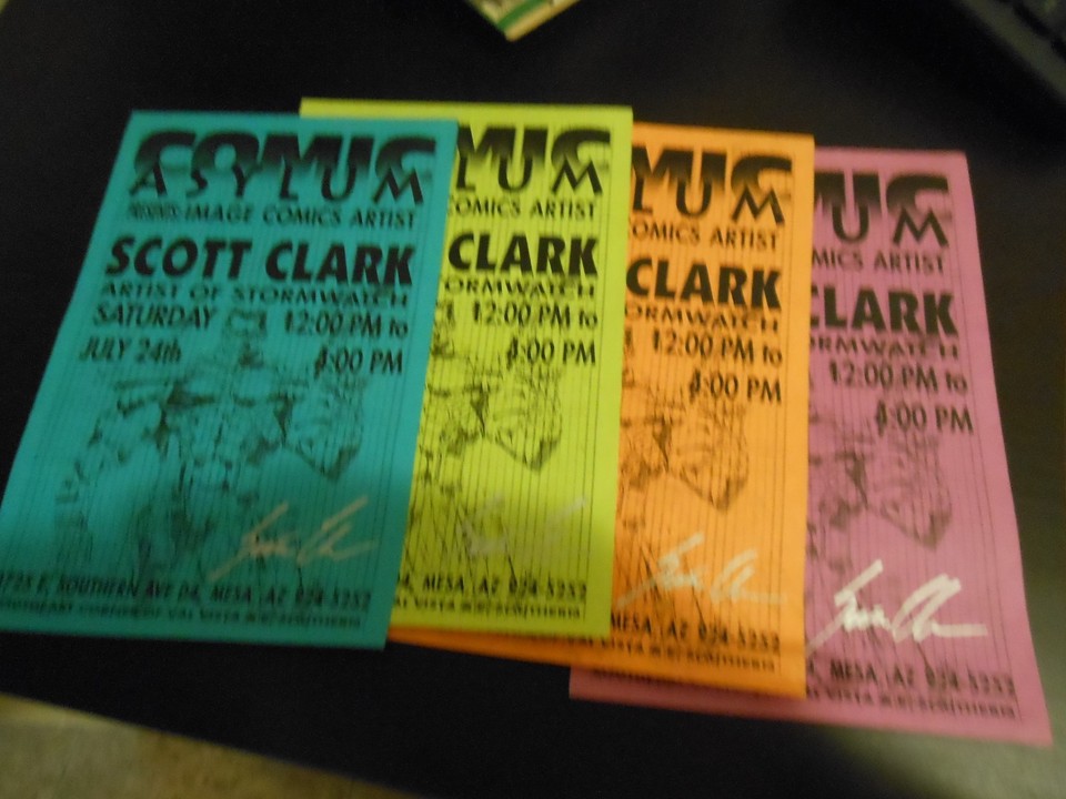 4x COMIC ASYLUM ARTIST OF STORMWATCH SCOTT CLARK AUTOGRAPH COLORED | eBay