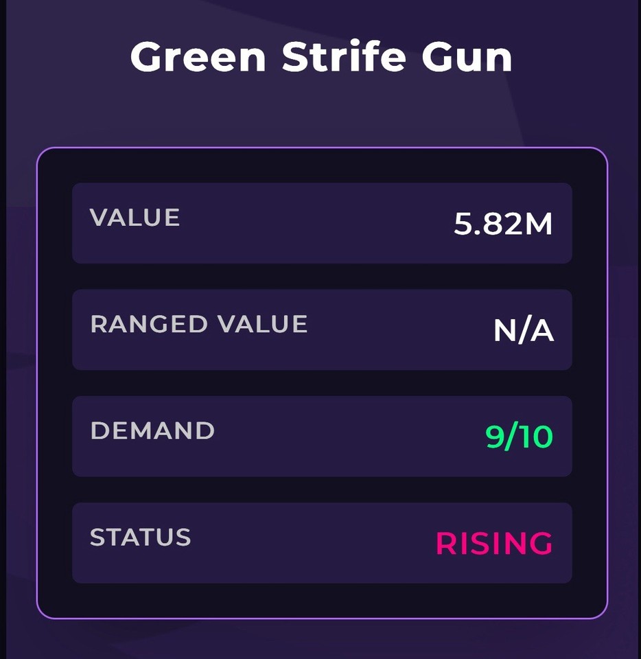 Roblox MVSD Green Strife Gun **CLEARANCE SALE 🏷️** | eBay