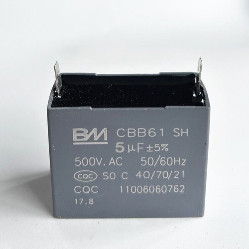 CBB61 SH 5UF 6UF 500V.AC 500V MOTOR START RUN Capacitor 2 PINS ± 5% 50 ...