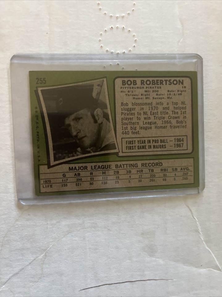 1971 Bob Robertson Pittsburgh Pirates Topps Baseball Card #255 | eBay