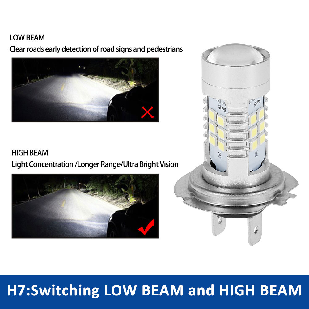 2Pcs H7 LED Fog Light Bulbs 12V 21W Xenon 6000K Car White Front Fog ...