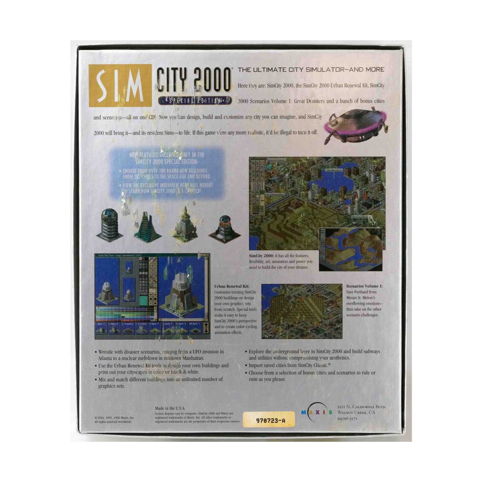 Maxis Computer Game SimCity 2000 (Special Ed) EX/NM 46357103650 | eBay