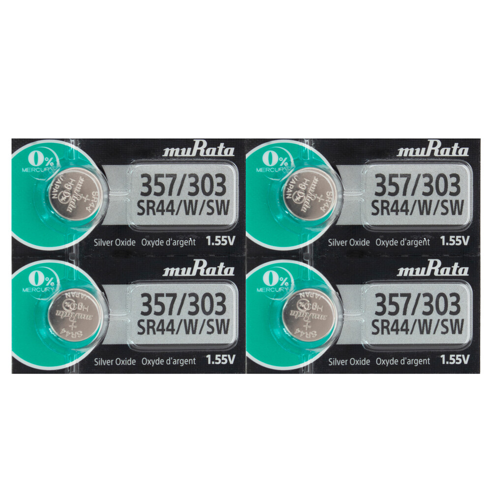 4 Murata Silver Oxide SR44SW SR44W SR44 1.55V Watch Battery, Replaces ...