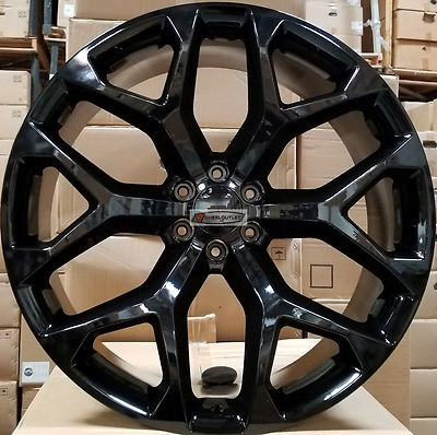 26 GMC Replica Snowflake Wheels Black Rims Yukon Sierra Tahoe Silverado ...