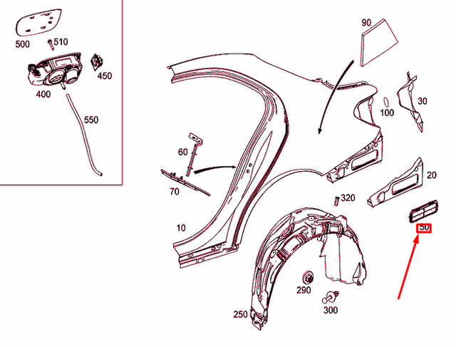 Mercedes-Benz C W205 Rear Fender Ventilation Flap A2058301201 OEM for ...