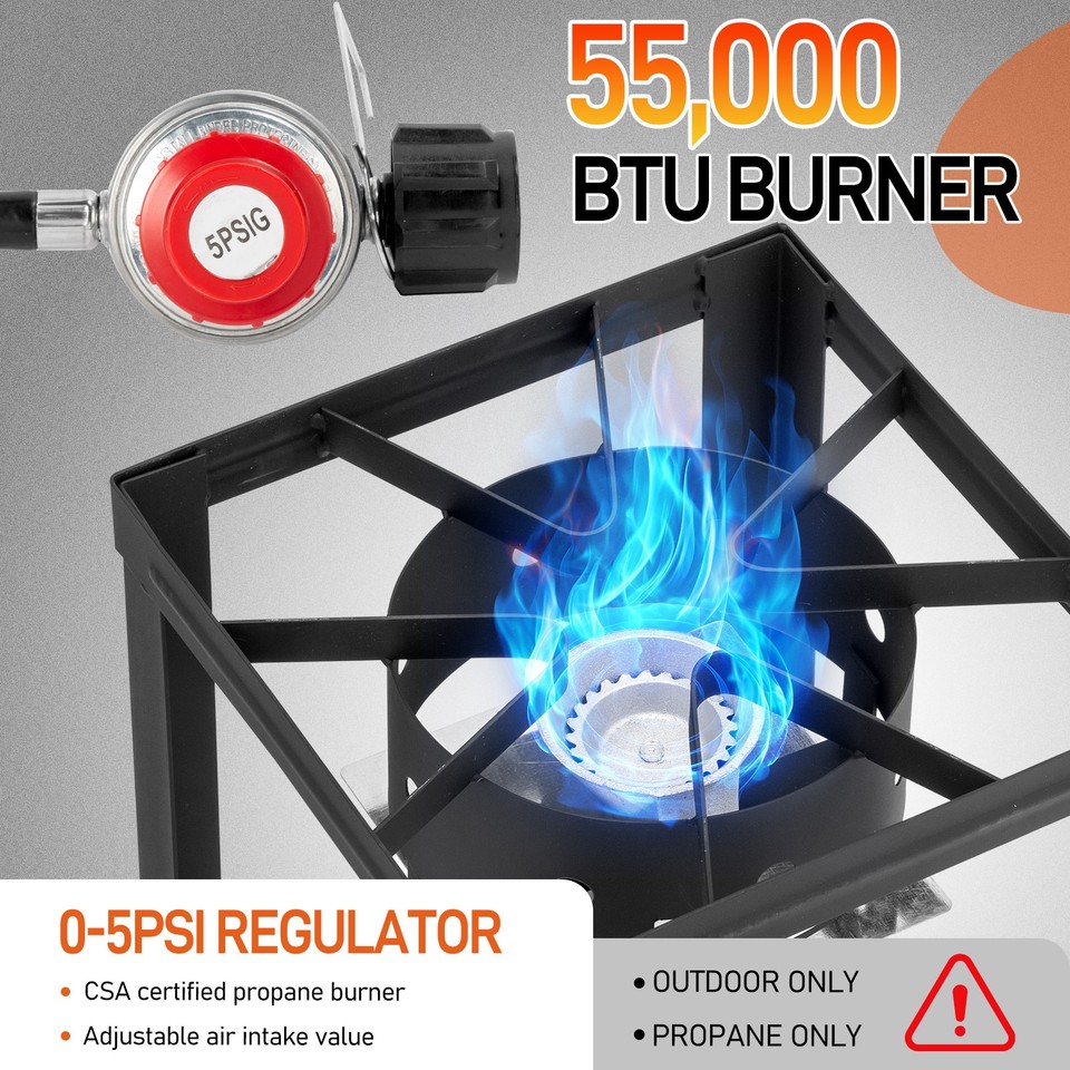 30qt Deep 55,000 BTU Turkey Fryer Outdoor Gas Propane Stock Pot Burner ...