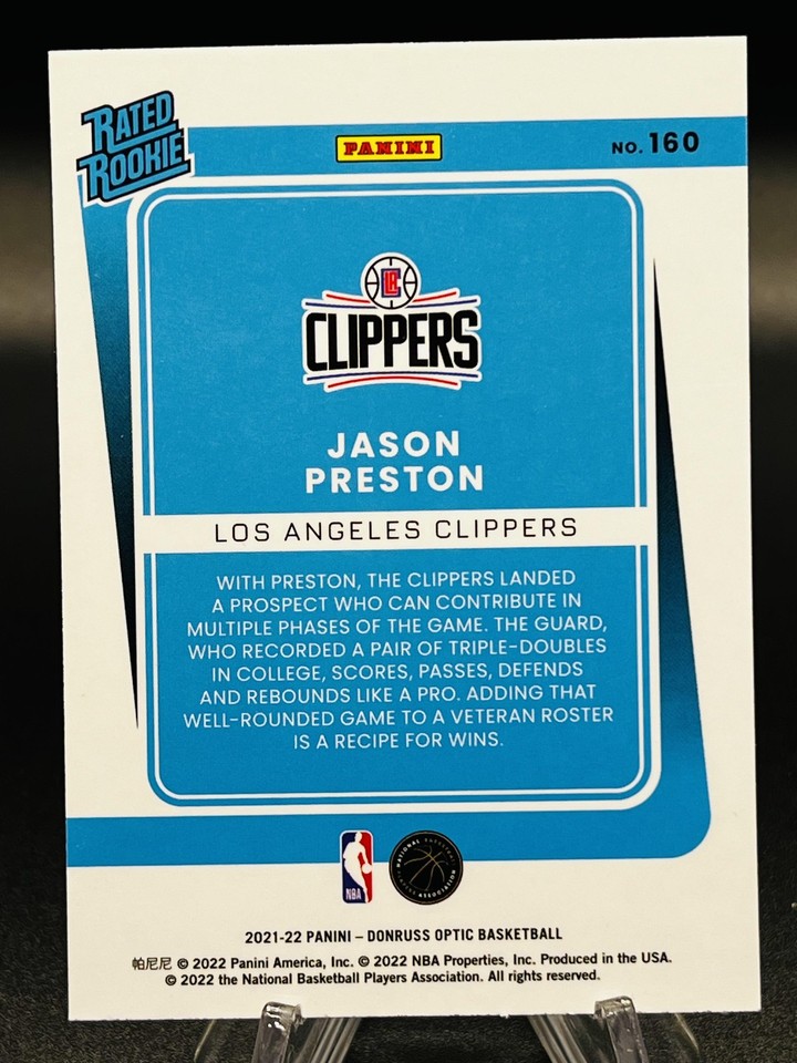 2021-22 Donruss Optic #160 Jason Preston Los Angeles Clippers RC Rookie ...
