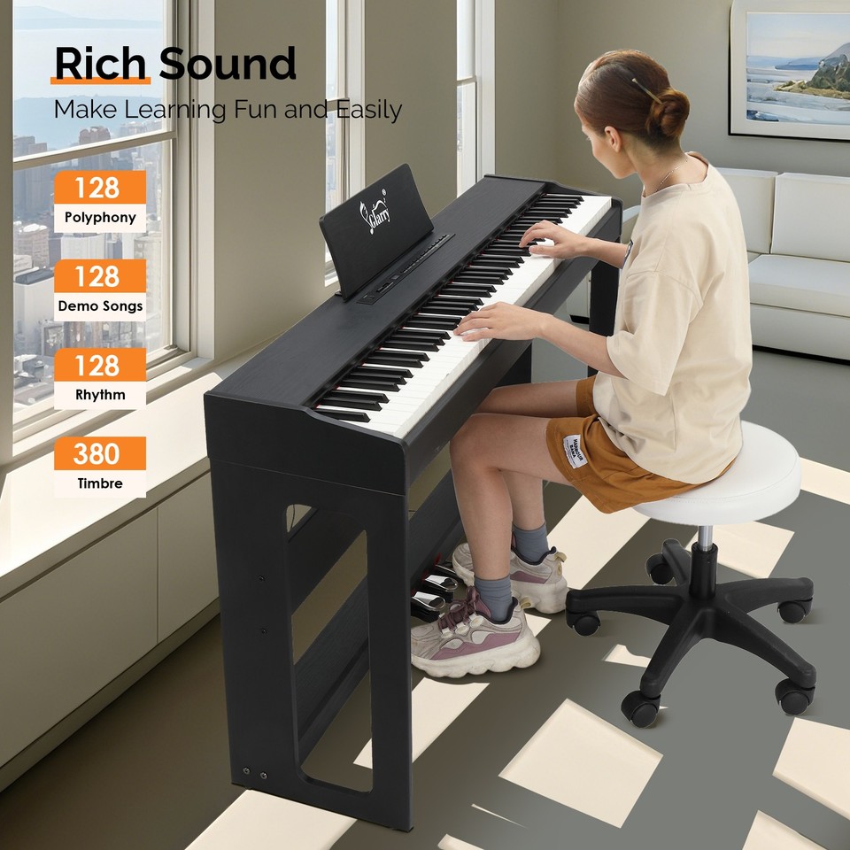 Glarry 88 Keys Full Weighted Hammer Keyboards Digital Piano Electric ...