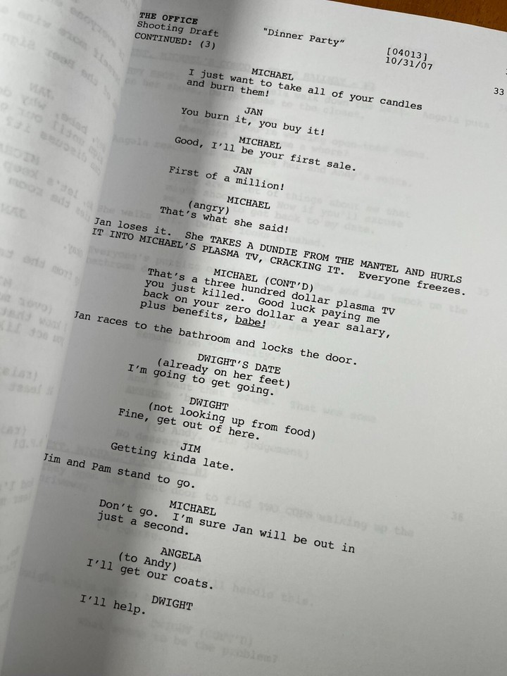 The Office Script Signed- Dinner Party- Autograph Reprints- Dunder ...