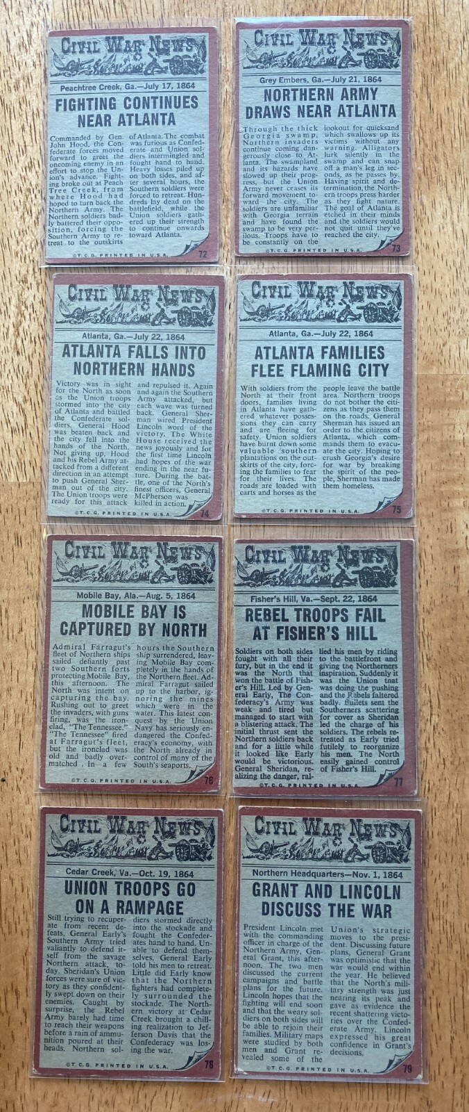 Civil War News Cards w. Unmarked Checklist Lot of 32 | eBay