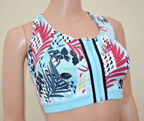 M&S GOODMOVE High Impact Zip Front Printed Sports Bra Sz 32F 32GG 36F G ...