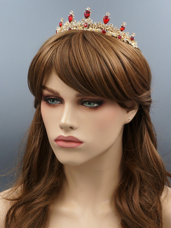 Wedding Red Austrian Crystal Rhinestone Tiara Crown Bridal Pageant ...
